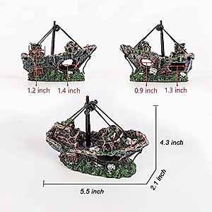 Aihotim Aquarium Decoration, Fish Tank Ornaments Shipwreck Decor Sunken Ship for Freshwater Saltwater Tanks