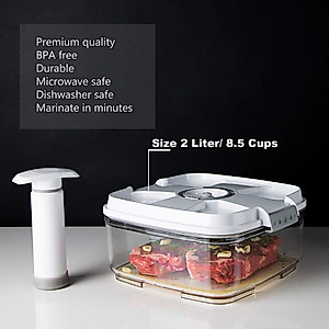 PrepSealer Marinating BPA-free Tritan Vacuum Container (2L Square + Pump) White