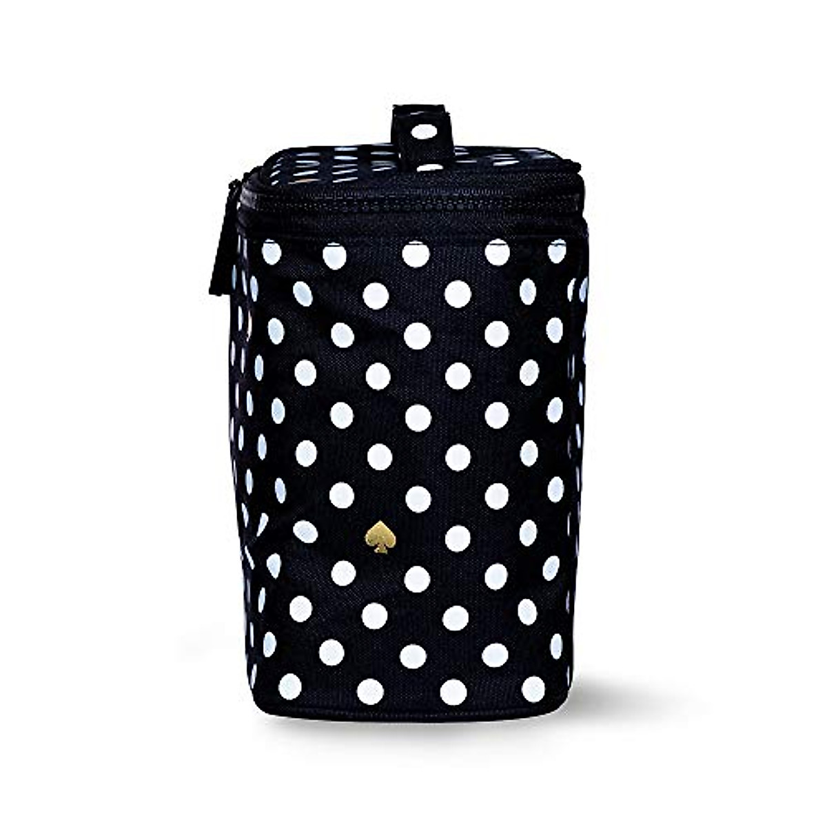 Kate Spade New York Black Insulated Lunch Tote, Small Lunch Cooler, Thermal Bag with Double Zipper Close and Carrying Handle, Polka Dots