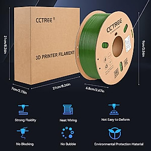 CCTREE PLA+ Filament 1.75mm, Stronger and Toughness 3D Printer Filament PLA Plus, Dimensional Accuracy +/- 0.03 mm, 1KG Spool (2.2 lbs), 3D Printing Filament for Most FDM 3D Printers, Olive Green