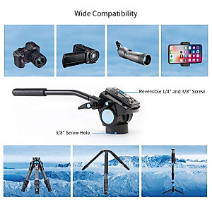 SIRUI Fluid Video Head AM-5V, Lightweight Tripod Head with Quick Release Plate for Video Camera