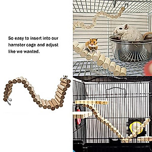 Hamiledyi Hamster Bridge,Hamster Wooden Bridge Bendy Climbing Ladder,Hamster Long Suspension Bridge Chew Toys for Hamster Rat Mice Gerbil Chinchilla Guinea Pig Chipmunk Sugar Glider