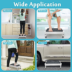 Medical Foot Stool Metal Step Platform Heavy Duty Adjustable Stepping Stool Anti Skid Bed Stairs for Adults Disability Aids Mobility Equipment Bed Step Stools for High Beds, Nursing, SUV Car - 750LBS
