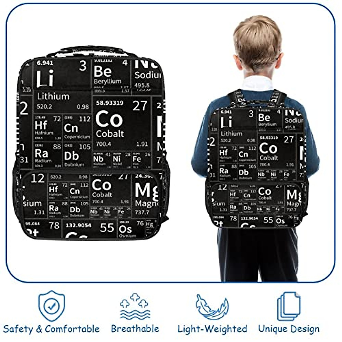 VBFOFBV Lightweight Casual Laptop Backpack for Men and Women, Blackboard Periodic Table of Chemical Elements