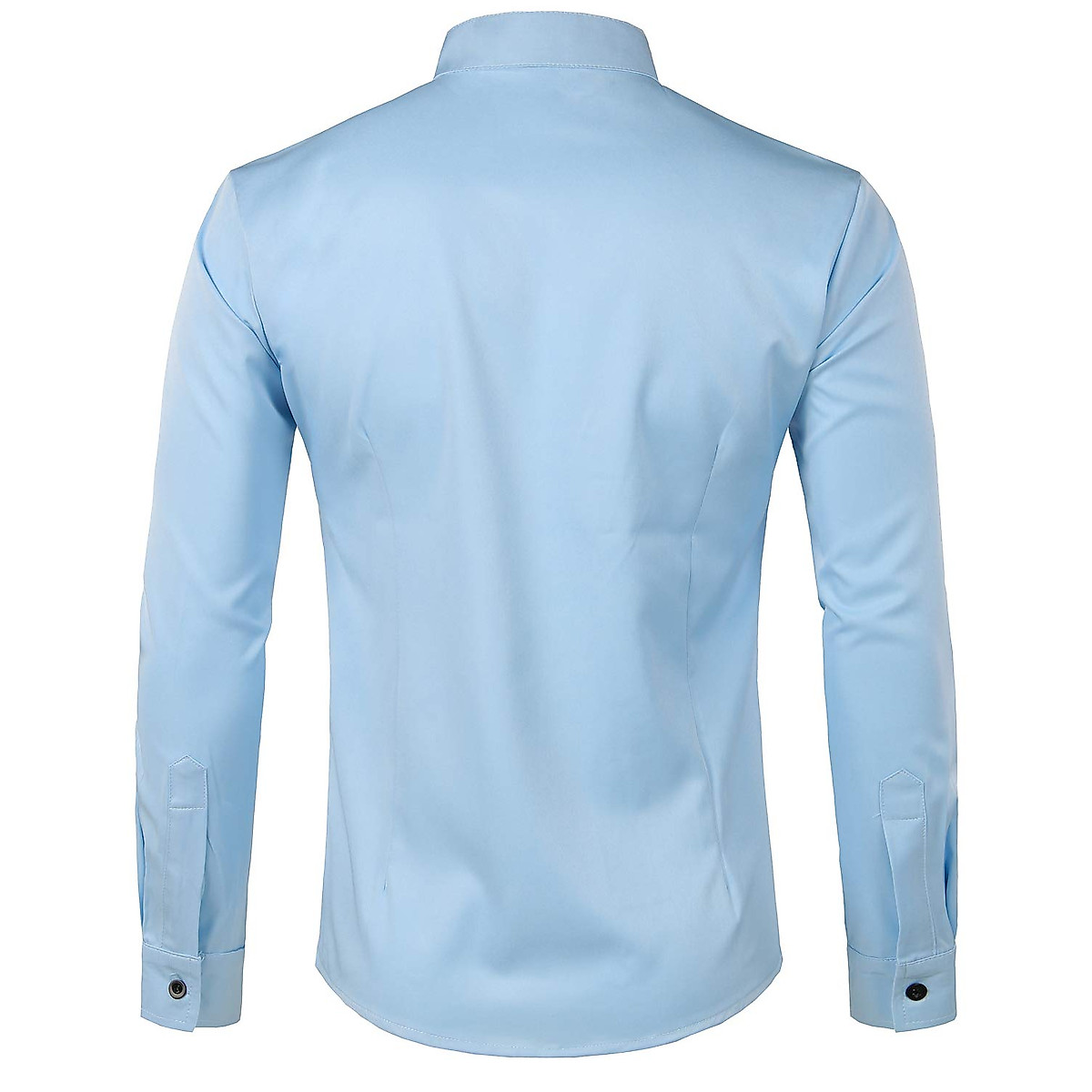 ZEROYAA Mens Hipster Embroidery Slim Fit Long Sleeve Casual Mandarin Collar Dress Shirts Z53 Light Blue Large