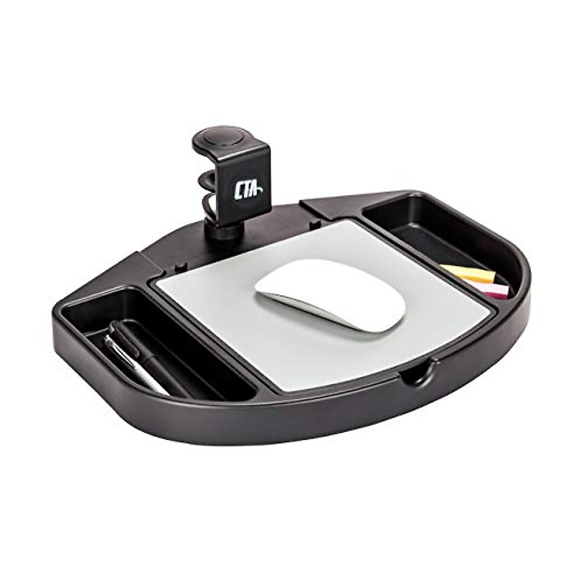 Desk Tray Add-on - CTA Desk Add-on Bundle with Keyboard Tray, Desk Organizer, Heavy-Duty Metal Keyboard, Mouse Tray, Organizer Tray Compartments, and Cable Routing Column (PC-DAB) - Black