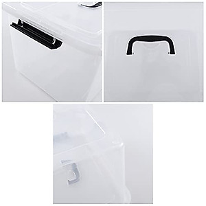 Parlynies Set of 4 Plastic Storage Box with Lid, 18 L Latching Storage Containers Bin, Clear