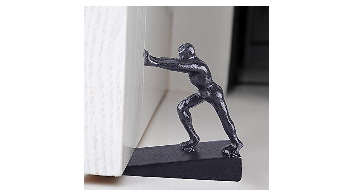 Decorative Cast Iron Door Stop - Heavy Duty Man-Wedge for Rustic Homes