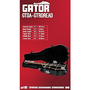 Gator Cases Molded Flight Case For Acoustic Dreadnought Guitars With TSA Approved Locking Latch; (GTSA-GTRDREAD)