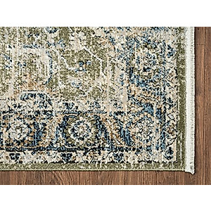 Abani Savoy Collection Area Rug - Intricate Blue/Green Vintage Design 7'9" x 10'2" - Easy to Clean - Durable for Kids & Pets - Non-Shedding - Medium Pile - Soft Feel - Living Room, Bedroom & Office