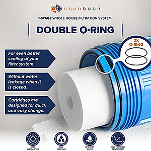 Whole House Water Filter System Housing 20"x 4.5" for Well Water - w/Wrench, Bracket & Pressure Gauge & Release Button(1" Port) and Sediment Filter - Compatible with Pentek 150234, BBFS-22, 166201