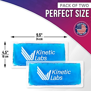 Ice Packs for Injuries Reusable (2 Pack) – Kinetic Labs Gel Ice Packs Reusable 9.5" x 4.5" - HSA FSA Eligible Gel Cold Packs for Injuries - Flexible Soft Ice Packs for Knee Shoulder Back (Regular)