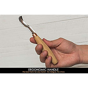 BeaverCraft, Wood Carving Bent Gouge K8a/14 0.55" - Spoon Carving Tools - Woodworking Hand Chisel Compact Wood Carving Knife for Beginners and Profi - Hobbies for Adults and Kids - Carbon Steel Blade