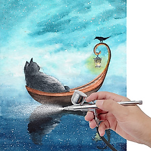 Gravity Feed Dual-Action Airbrush Spray Gun Kit Trigger Spray Gun for Art Craft Model Paint Spraying Hobby 0.3MM 7CC Air Brush