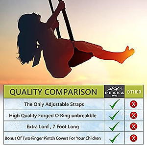 Peaka Pro Tree Swing Straps Hanging Kit - Adjustable 7-Foot Extra Long Hammock Tree Straps Portable, Swing Tree Straps with 2-Ton Tensile Strength - Tree Straps for Swings with Finger Pinch-Safe Cover