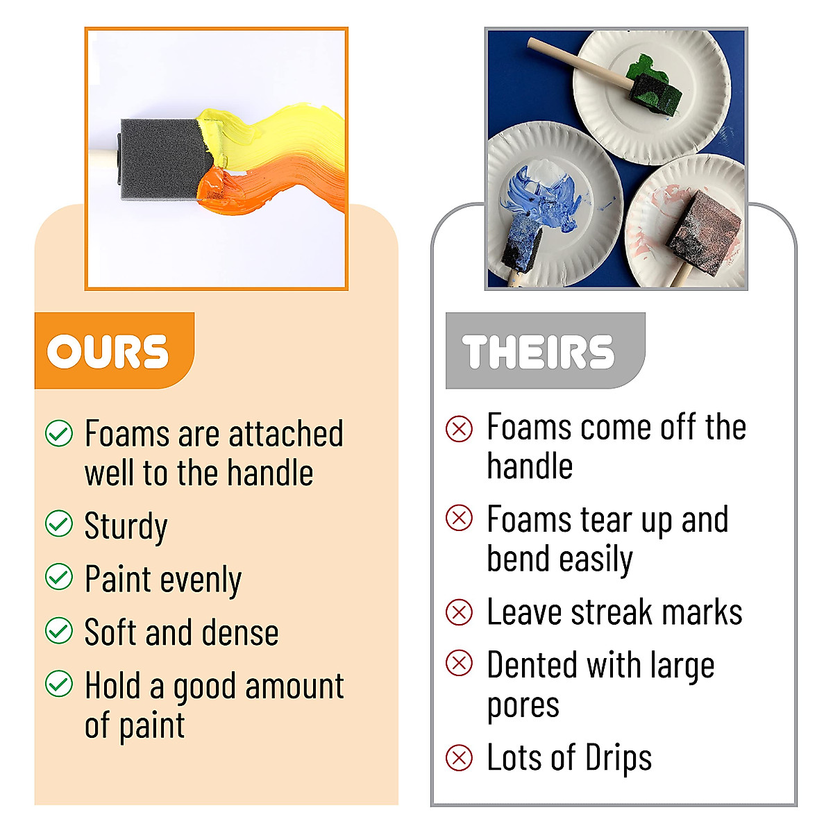 Bates- Foam Paint Brushes, 16 Pack, 2 Inch, Sponge Brushes, Sponge Paint Brush, Foam Brushes, Foam Brushes for Painting, Foam Brushes for Staining, Paint Sponges, Foam Sponge Brush