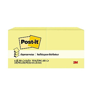 Post-it Pop-up Notes 3x3 in, 6 Pads, America's’s #1 Favorite Sticky Notes, Canary Yellow, Clean Removal, Recyclable (R335)