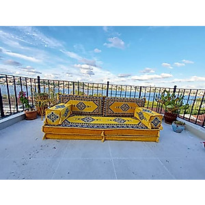 8 Thickness Yellow Floor Couches, Pallet Sofa, Floor Cushions, Sectional Sofa, Floor Sofa Set, Arabic Majilis, Ottoman Couch, Arabic Jalsa (8'' Thickness)