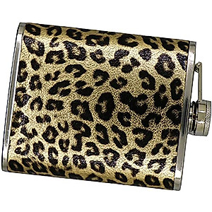 Leopard Flasks for Liquor for Women Funny Leakproof Hip Flasks Stainless Stell Drinking Bottle with Funnel 7oz