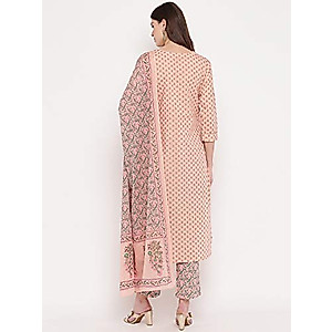 Ziya women's 100% cotton indian pakistani kurti palazzo pant set 700 (Orange 762, 3XL-46)