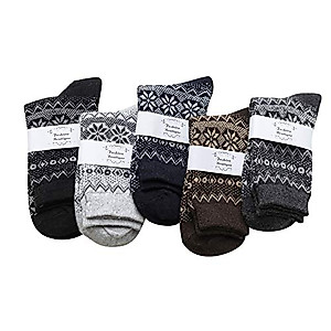 Socks Wool 5 Pairs Soft Socks Winter Warm of Cold Knit Mens Socks Womens Hiking Socks No Show