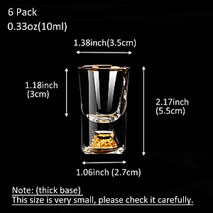 BPFY 6 Pack 10ml (0.33 oz) Shot Glasses, Crystal Shot Glass Set Decorated with 24K Gold Flakes, Glass Shot Cups for Whiskey, Tequila, Vodka, Mini Shot Glass Perfect for Party, Bar, Club