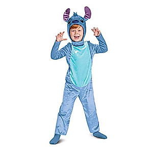 Disguise Stitch Costume for Kids, Officially Lilo and Stitch Costume Jumpsuit and Headpiece, Toddler Size Medium (3T-4T) Multicolored