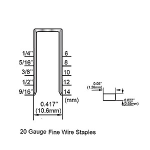 3PLUS HT5014SP Pneumatic 20 Gauge Stapler, T50 Upholstery Stapler, 1/4-Inch to 9/16-Inch