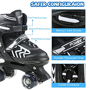 SZHZS Kids Roller Skates for Boys Girls Children Beginners, 4 Sizes Adjustable Roller Skates for Youth Big Kids for Outdoor Indoor Sports