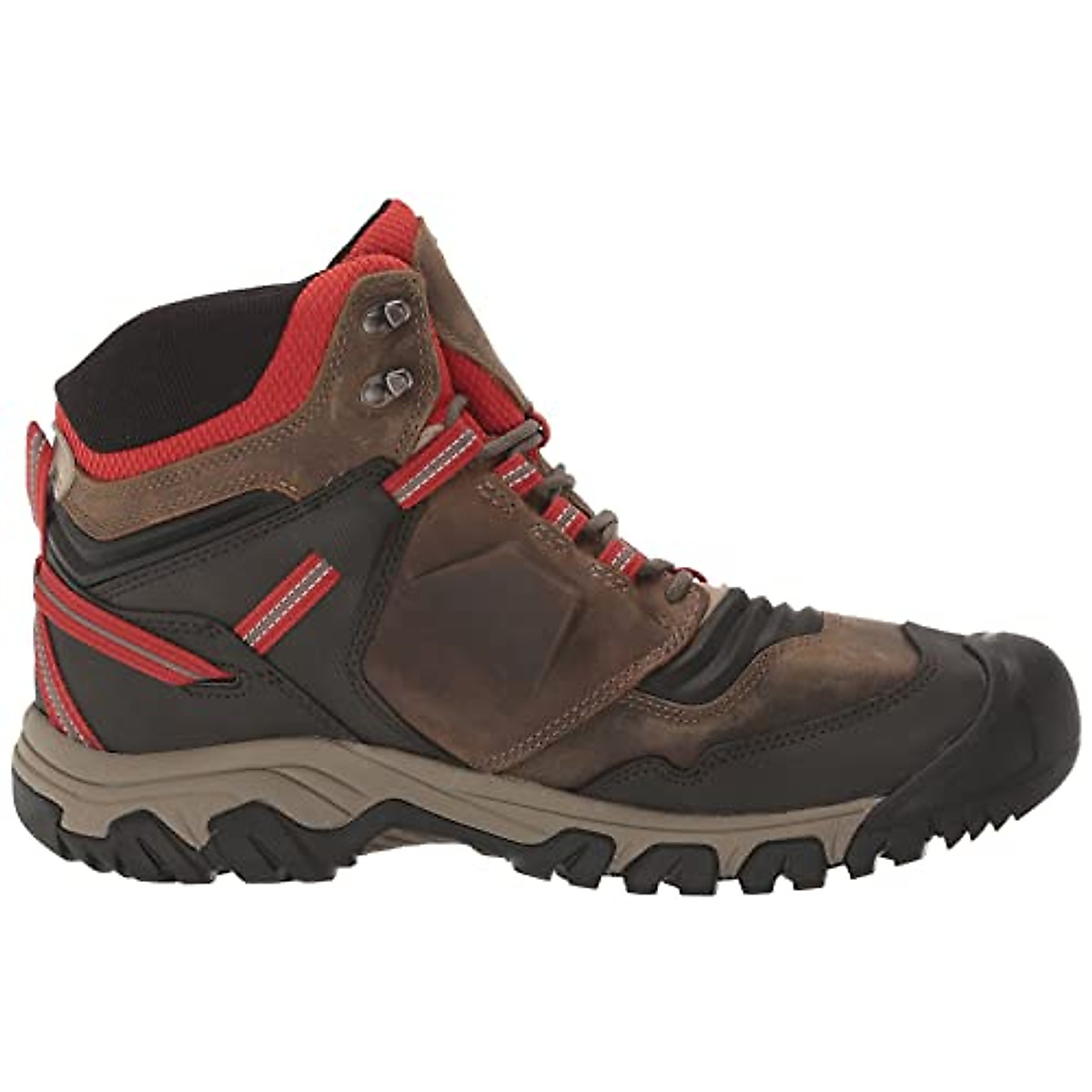 KEEN Men's Ridge Flex Mid Height Waterproof Hiking Boots, Dark Olive/Ketchup, 10.5