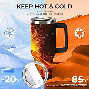 Super Volcano Tumbler with Handle Travel Mug Water Bottle Tea Coffee Cup Black-style