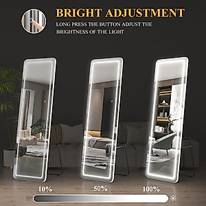 EDTEMI Full Length Mirror, 63"x20", LED Stand Up Body Mirror for Bedroom, Wall Mounted with Dimming & 3 Color Modes (White)