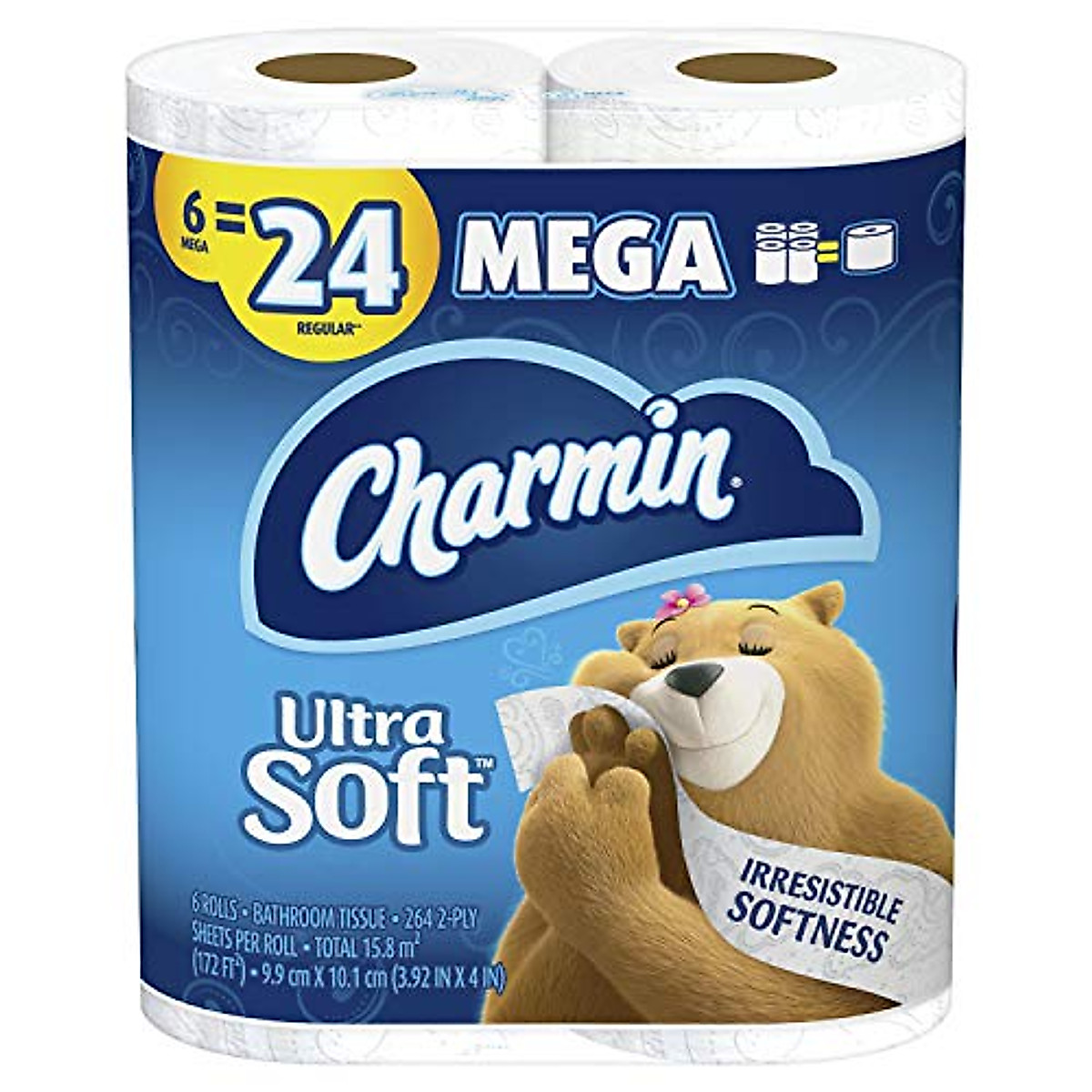 Charmin Ultra Soft Toilet Paper, 6 Mega Rolls = 24 Regular Rolls