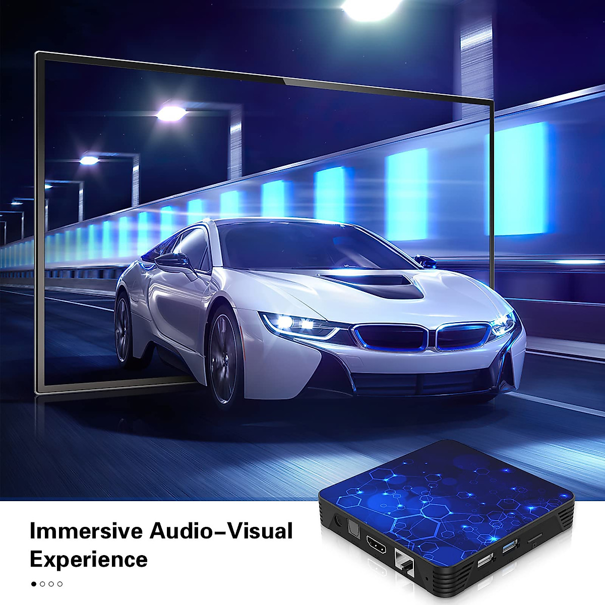 Android 12.0 TV Box, Android TV Box RK3318 Quad-Core 64bit Cortex-A53 2GB RAM 16GB ROM TV Box Support 4K 3D 2.4/5.0GHz WiFi BT5.0 10/100M Ethernet HDMI 2.0 H.265 HDR Smart TV Box