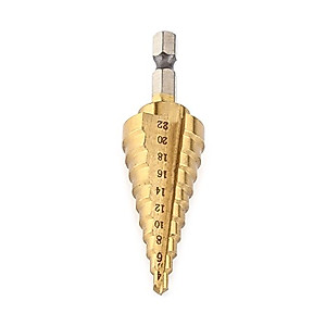 Step Drill Bit, 4-22mm High Speed Steel Hex Shank Step Bit, Cobalt Multiple Hole for Thin Steel Aluminum Plastic Boxes