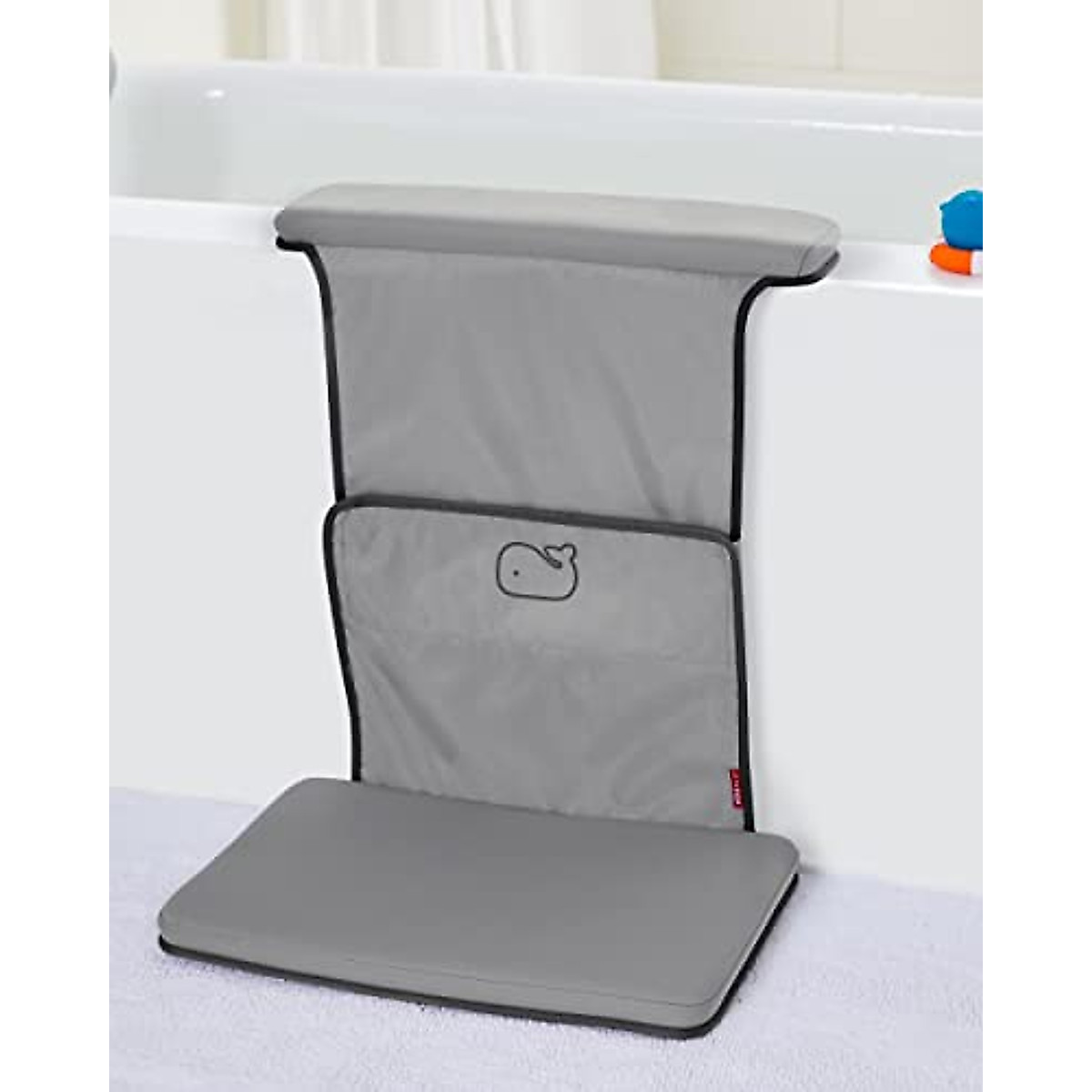 Skip Hop Baby Bath All-in-One Elbow Saver and Kneeler, Moby, Grey