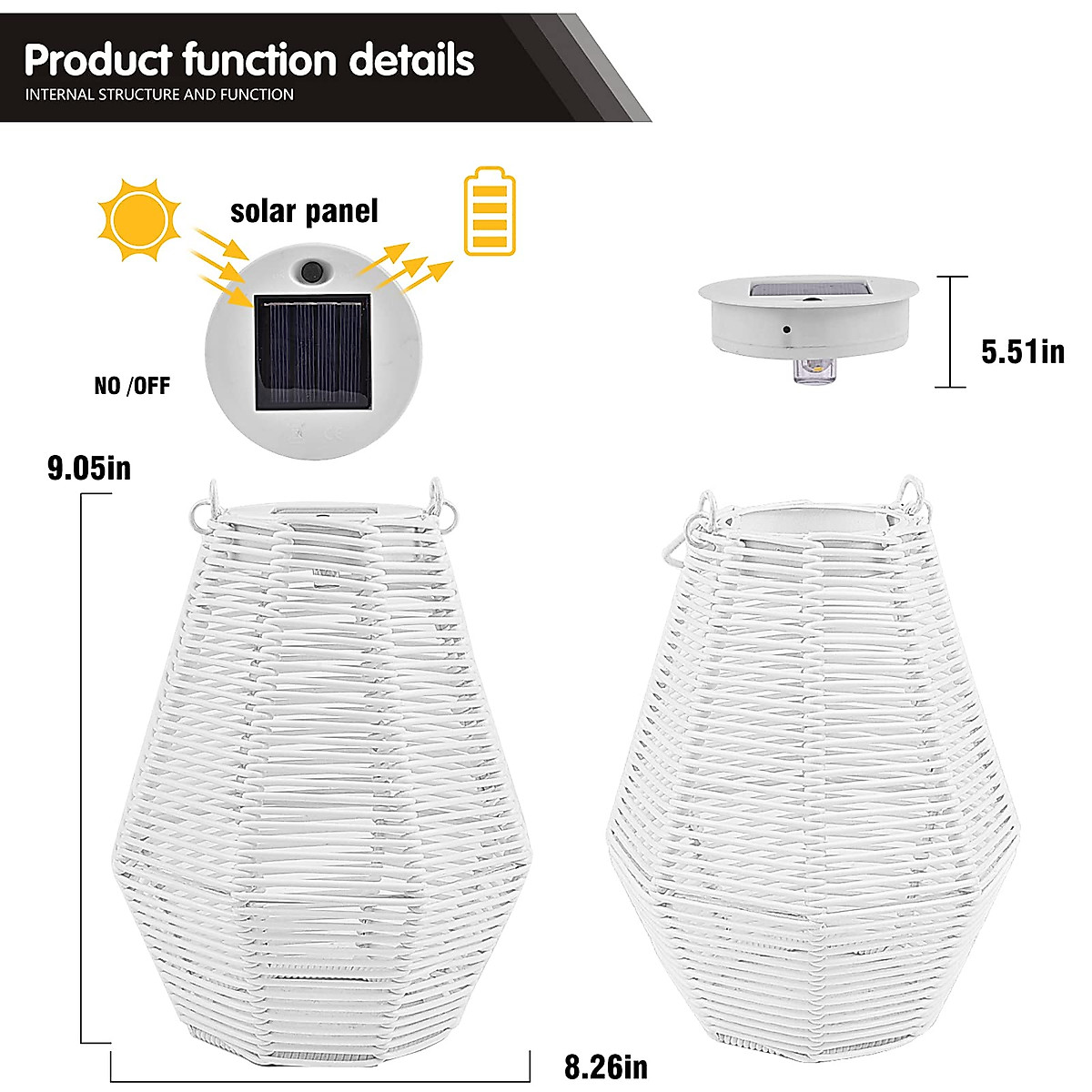 【Limited Promotion】Solar Lantern Outdoor Rattan Hanging Solar Light Solar Table Lamp Waterproof with Warm Light Bead for Patio Yard Garden Wedding Landscape Decoration - Auto on/Off (Light Beads)