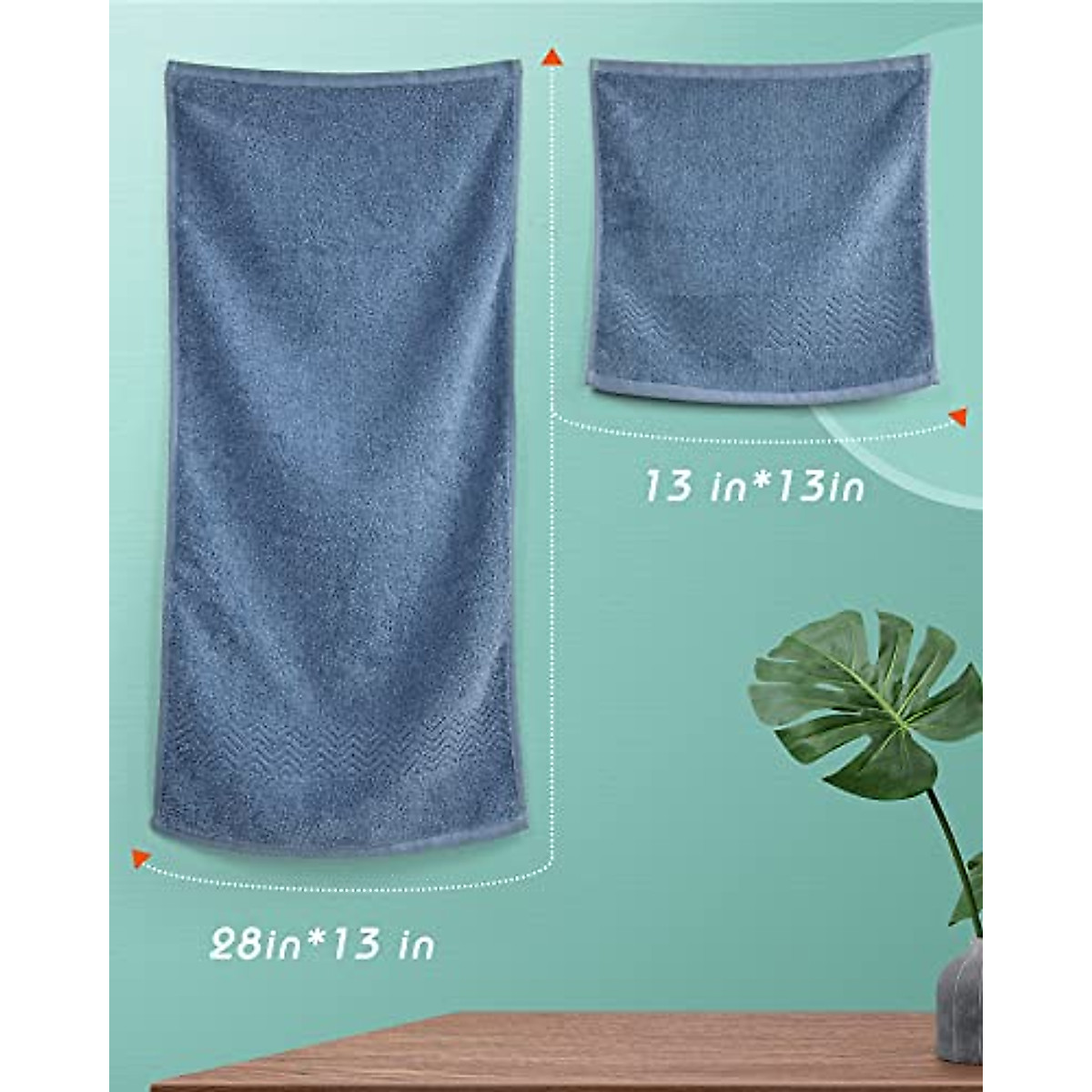 Cleanbear Hand Towels and Washcloths Set, 6 Hand Towel and 6 Wash Cloths with 3 Colors for Your Different Daily Needs