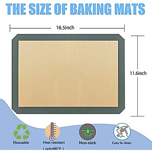 GLBEAR Silicone Baking Mat Sheet 2-Pack,Reusable & Nonstick Bakeware Mats for Cookies, Macarons, Bread and Pastry,Silicone Mats for Baking - Baking Mat For Oven - (16.5" x 11.6")