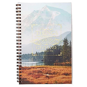 Christian Art Gifts Notebook All Things Through Christ Philippians 4:13 Bible Verse Inspirational Writing Notebook Gratitude Prayer Journal Flexible Cover 128 Ruled Pages w/Scripture, 6 x 8.5 Inches