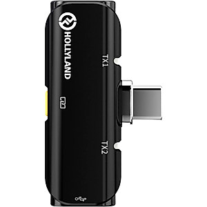 Hollyland Lark C1 Duo 2.4GHz Noise Canceling Compact Long Runtime Curved Edge Ergonomics 650-Feet Wireless Range Microphone System (Black)