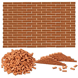Civaner 350 Pcs Mini Bricks for Landscaping Small Miniature Tiny Model Wall Bricks for Crafts Realistic Fake Blocks for Dollhouse Garden Accessories, 1/35 Scale(Red)