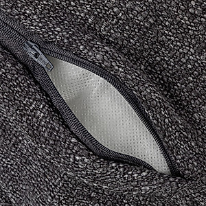 Creative Co-Op 24 Inches Cotton Blend Lumbar Jute Embroidery, Charcoal and Natural Pillow, Gray