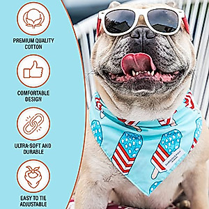 Fabulous Fido Summer Accessories 100% Cotton Dog Summer Bandana, Dog Apparel Cooling Scarf, Patriotic Pet Supplies Essentials Unisex Summer Clothes Party Outfit Costumes (Blue)