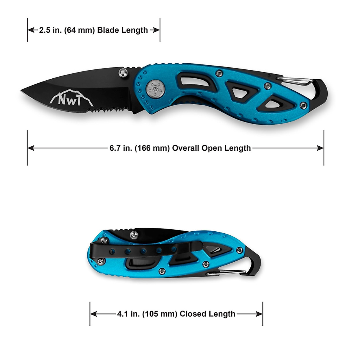 Performance Tool W9384 Northwest Trail 2 1/2" Bisina Folding Pocket Knife, Serrated Clip Point, Stainless Steel