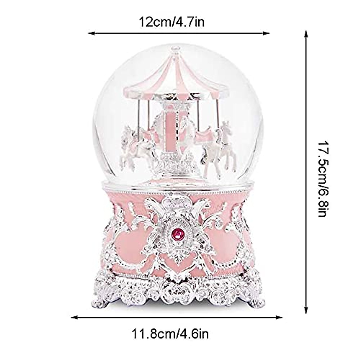 music Box Music Box - Horse Snowglobe Anniversary Christmas Birthday Gift for Wife Daughter Girlfriend Girl Wind Up Clockwork Musical Box Music box (Color : Gold)