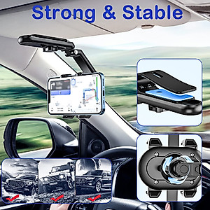 DOUBFIVSY 360 Rotatable Car Sun Visor Phone Holder, Compatible with iPhone 13 Pro Max/13 Pro/13/12 Pro Max/12 Pro/12, Galaxy z fold 3/ S21/S22, Stylish and Practical