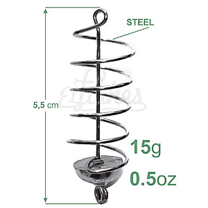 Elfishes 10pcs Carp Spring Bait Fishing Feeder Set Fishing Hooks Rig #4 #6 Coarse Terminal Tackle, Silver, 15g 25g