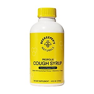 Beekeeper's Naturals Propolis Honey Cough Syrup Daytime for Adults Elderberry, Bee Propolis, Buckwheat Honey - Immune Support & Throat Soothing, 4 oz