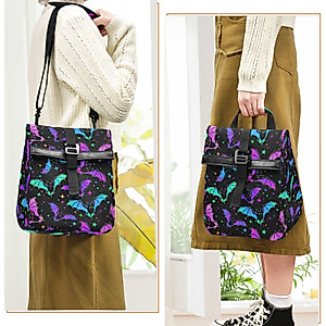 MNSRUU Insulated Lunch Bags Women Men Aldults, Halloween Luminous Bats Portable Reusable Thermal Meal Tote Cooler Bag Organizer, Adjustable Shoulder Strap, Handle